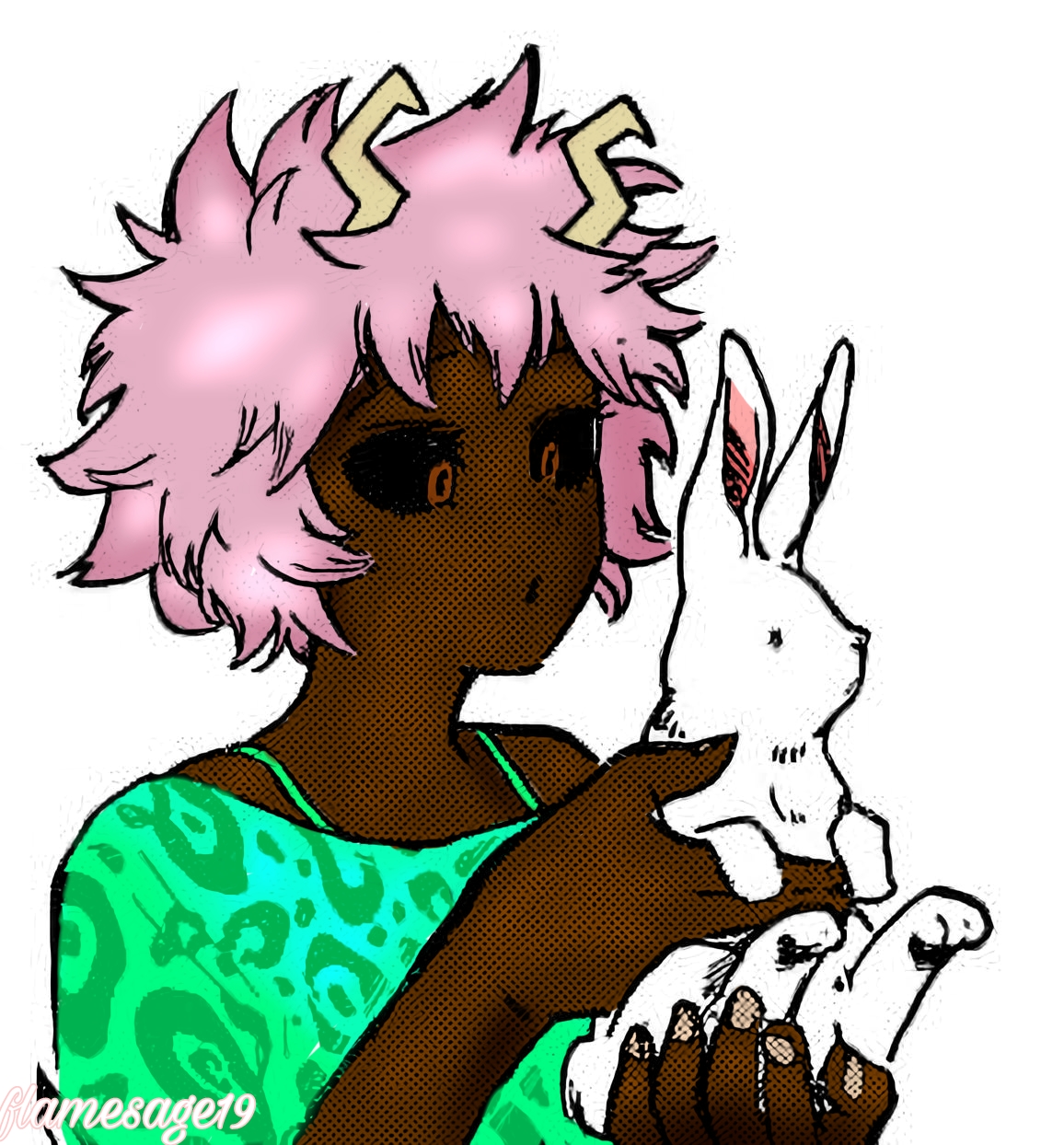 Black Mina Ashido With Rabbit By Flamesage19 On Deviantart