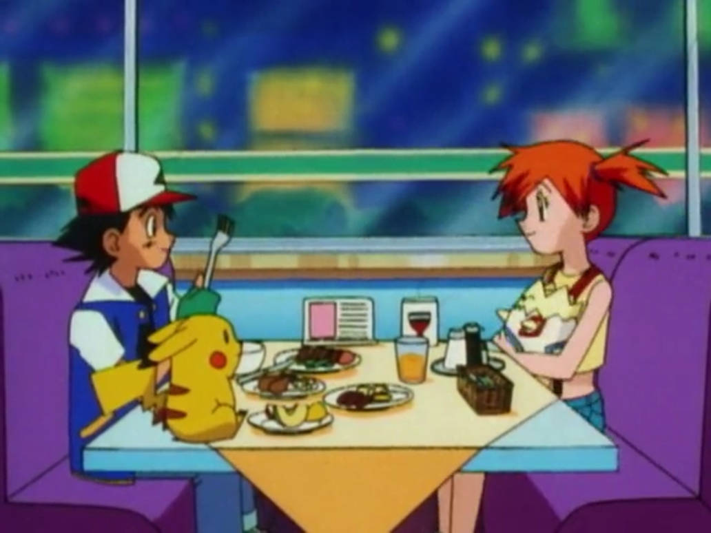 Ash And Misty At A Table With Their Pokemon By Advanceshipper2021 On