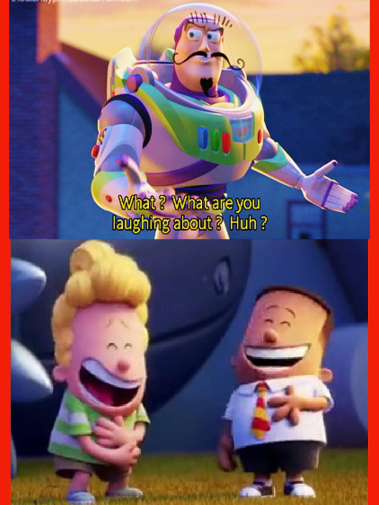 Harold And George Laughing At Buzz By Multiversedefender10 On Deviantart