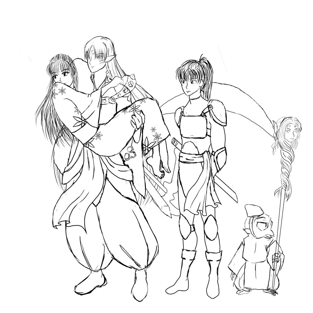 Sesshomaru Rin Jaken Kohaku Sketch By Supergnat On Deviantart