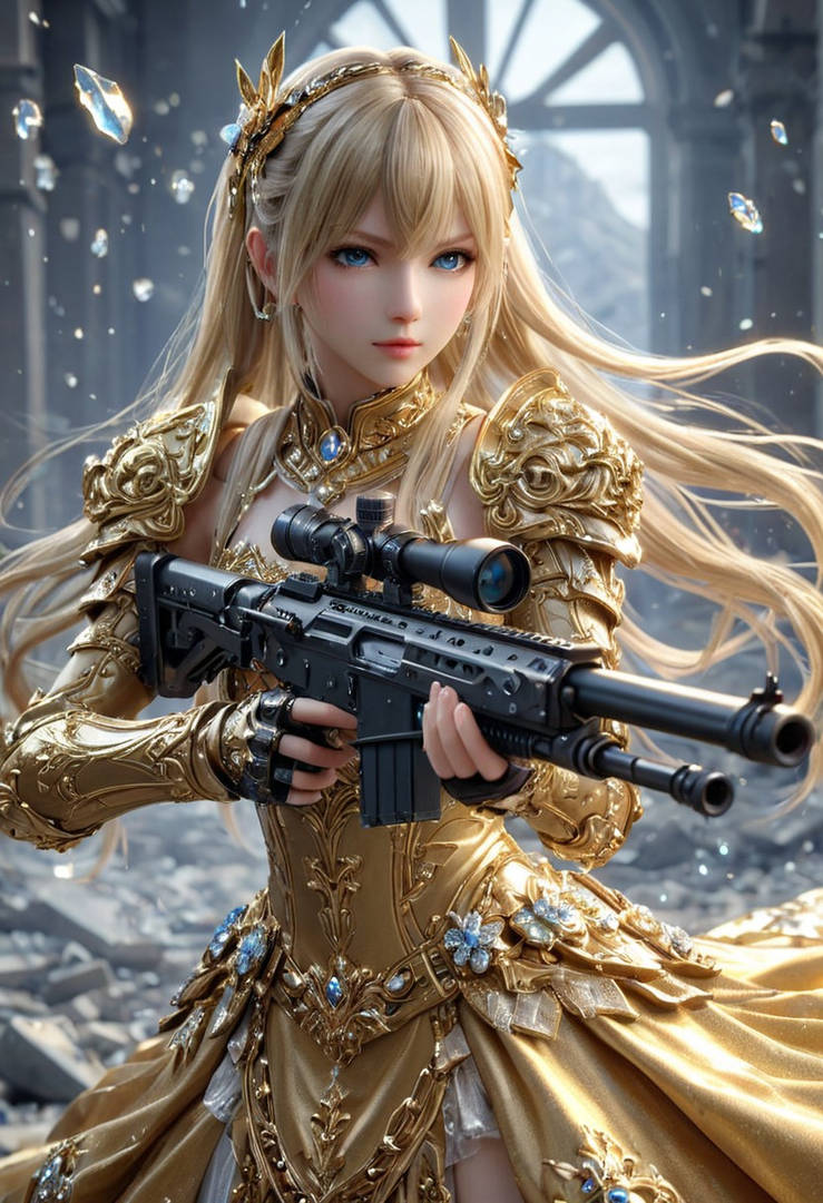 Marie Rose Doa Gold Dress With Sniper By Adnanva On Deviantart