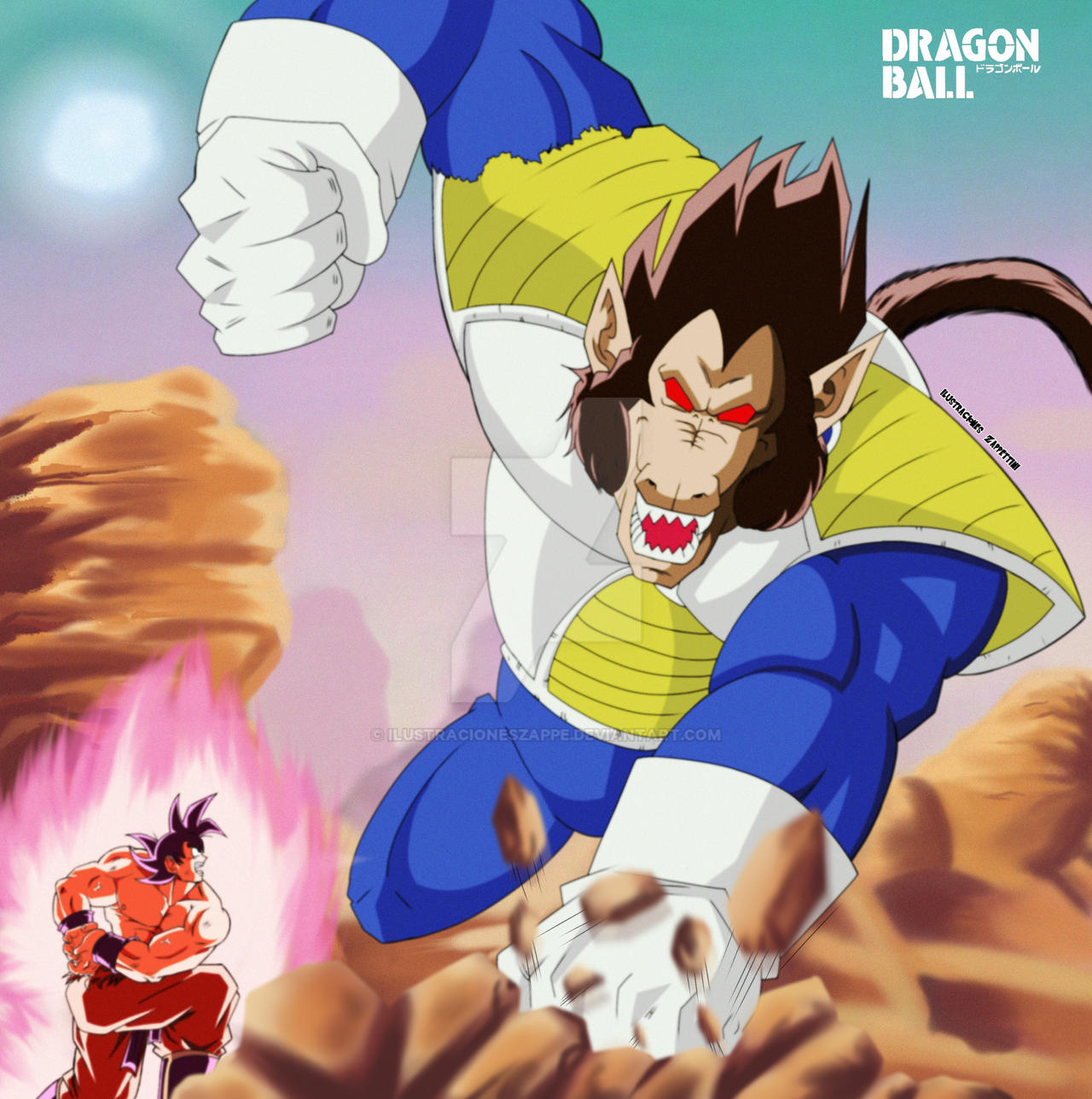 Goku Kaioken Vs Vegeta Ozaru By Ilustraciones Zapp By Ilustracioneszappe On Deviantart