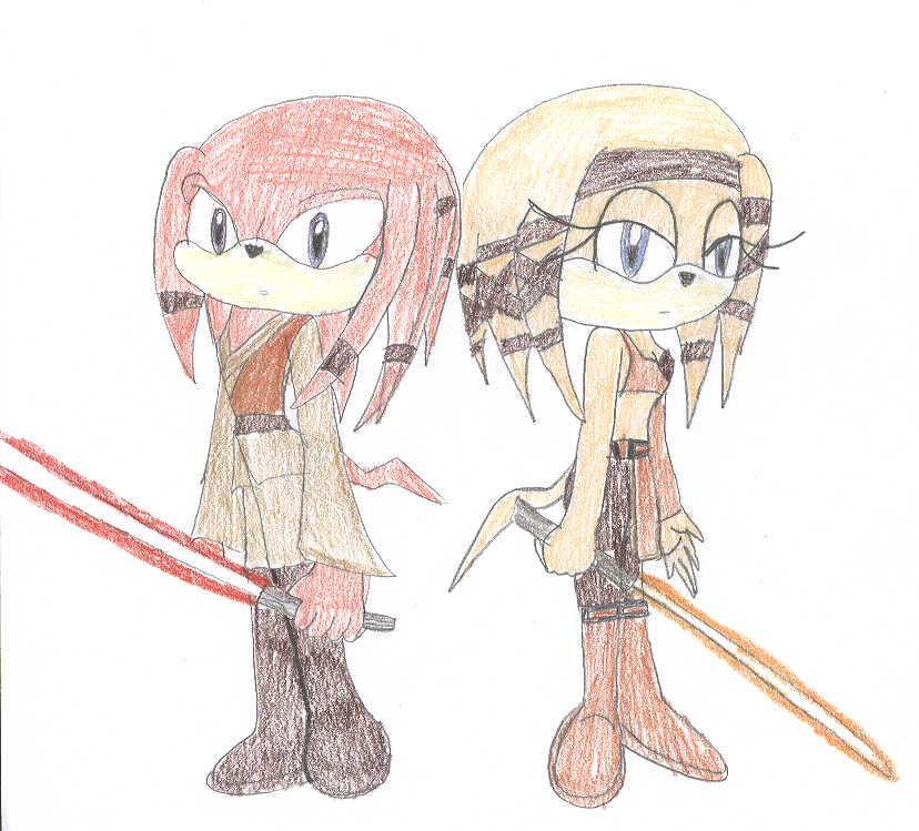 knuckles and tikal as Jedi by lady-warrior on DeviantArt