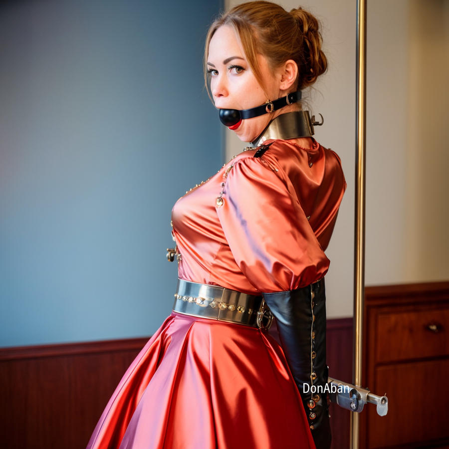 Satin Blouse And Armbinder Steel Collar Ballgag By Donaban On Deviantart