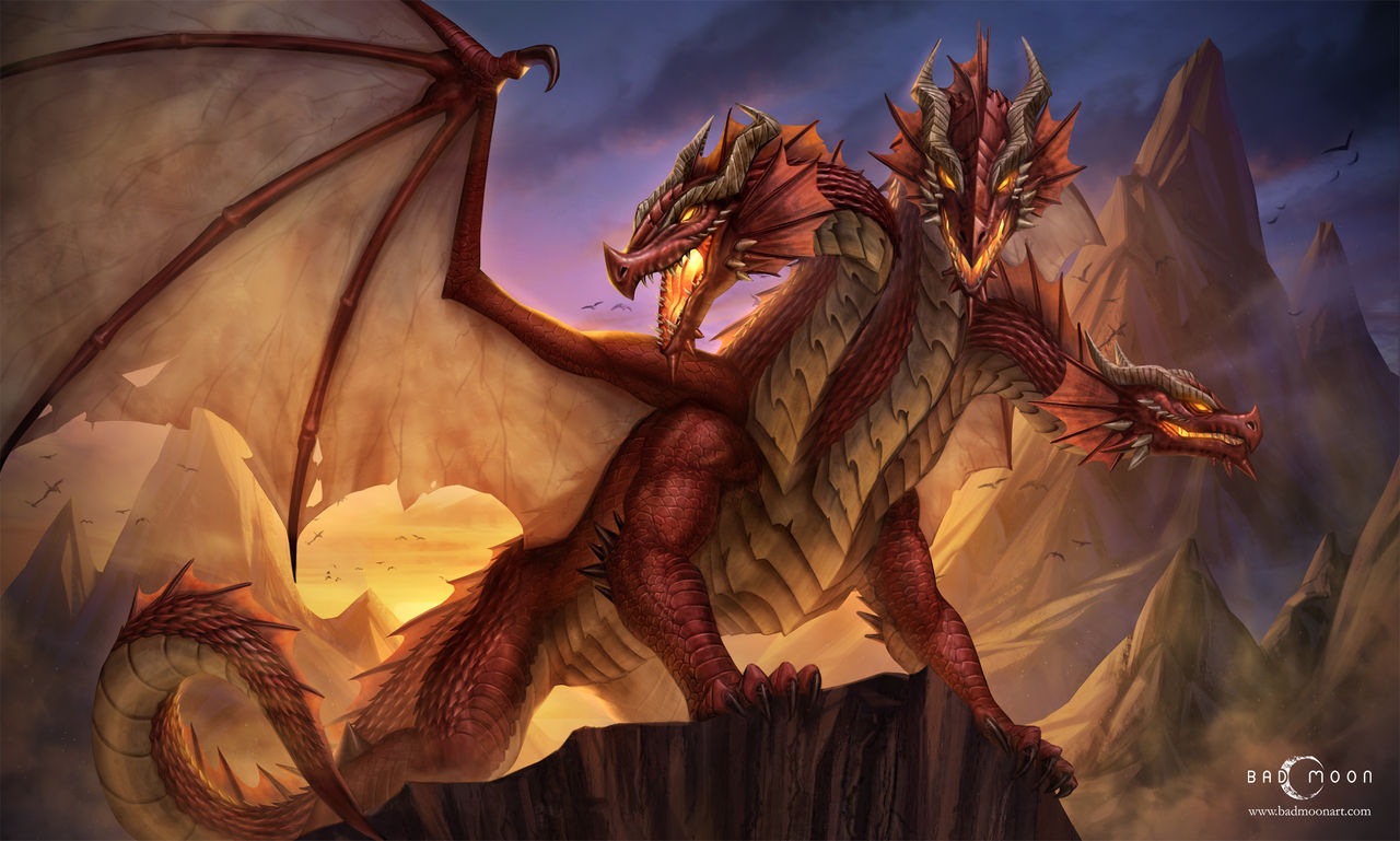 Three Headed Red Dragon By Fuyuan1998 On Deviantart