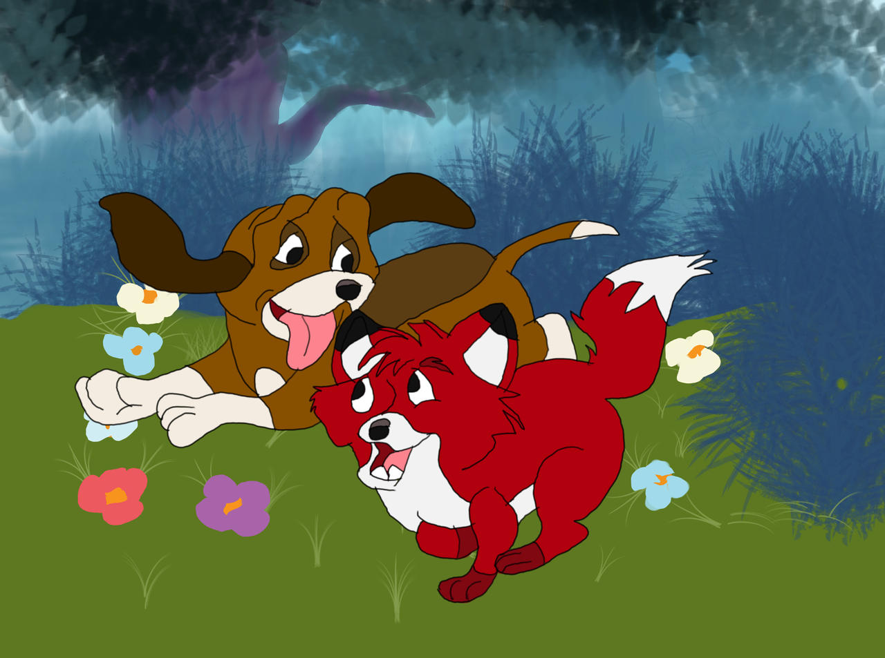Tod And Copper Running Together By Disneyfangirl774 On Deviantart