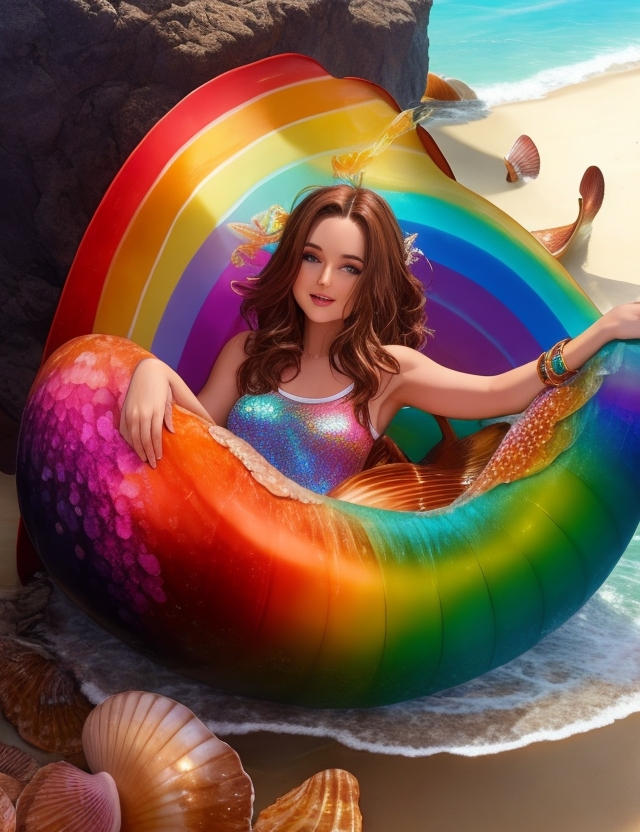 Brown Hair Mermaid Rainbow Younger Pose 6 By Angieaidigital On Deviantart