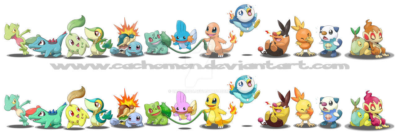 All Pokemon Starters + Shiny by Cachomon on DeviantArt All Pokemon Starters + Shiny by Cachomon on DeviantArt