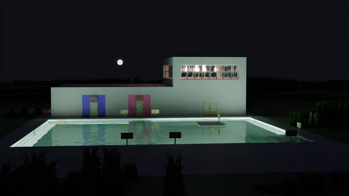Minecraft Night Pool Blender Render By Foxelbeton On Deviantart