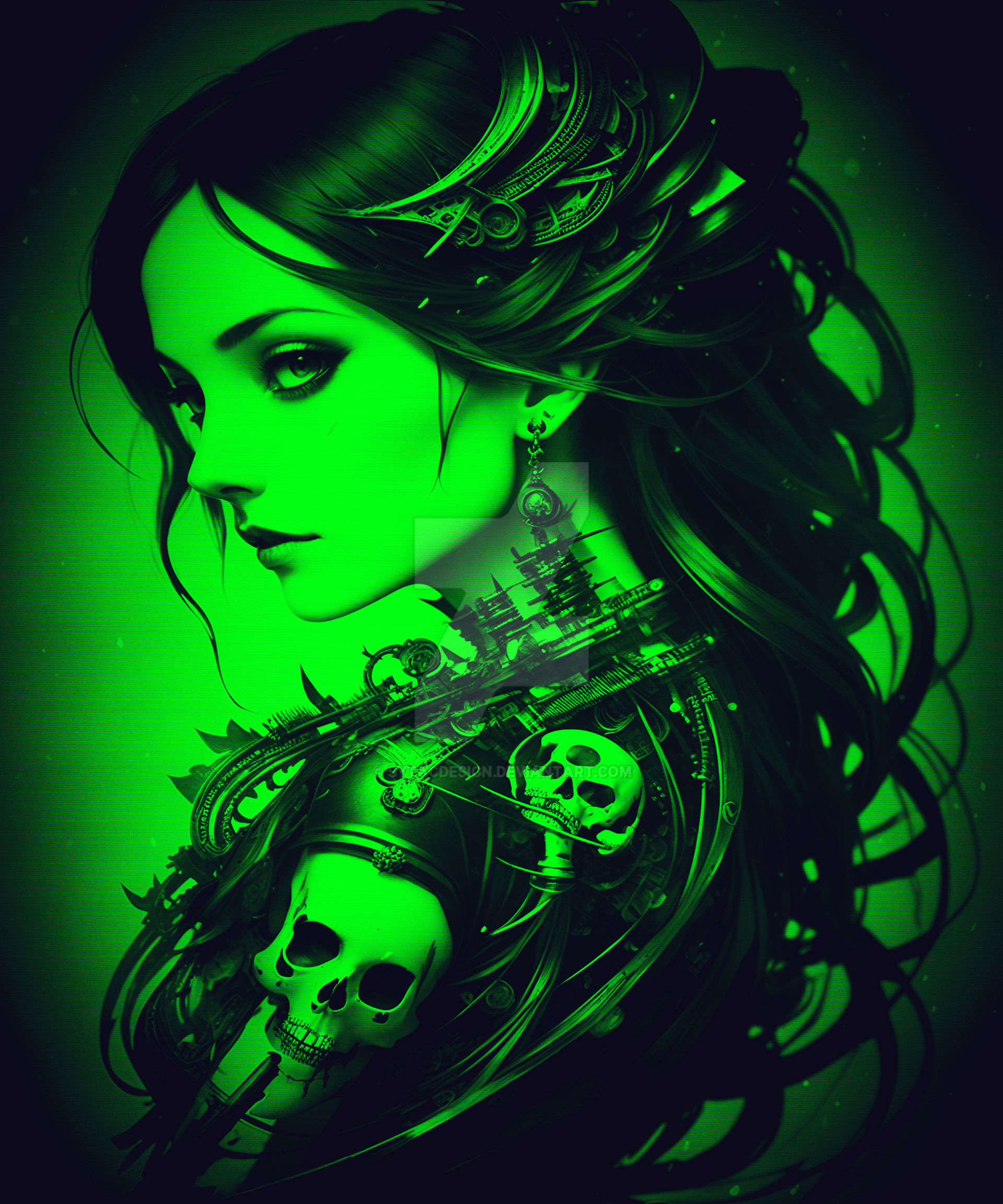 Woman Bones Skulls Roses Dark Graphic Design Gothi By Sytacdesign On