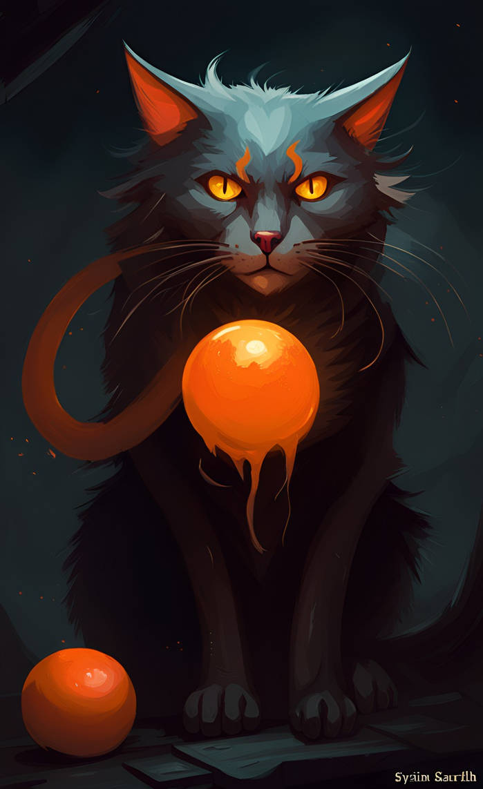 Drawtober Black Cat And Orange By Rizodeoro On Deviantart