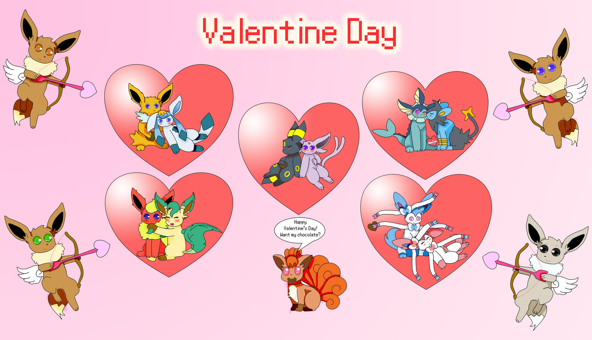Eeveelution Squad valentine by widwanwartortle on DeviantArt Eeveelution Squad valentine by widwanwartortle on DeviantArt