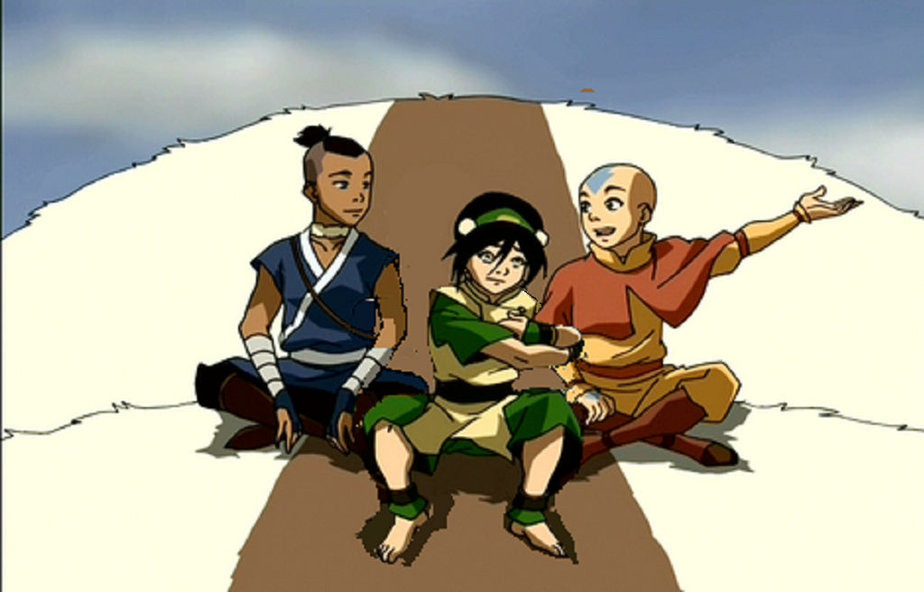Sokka Toph And Aang On Appas Head By Pinkiepiegummy101 On Deviantart