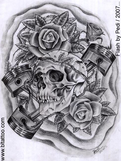 Skull and pistons by Pedi on DeviantArt