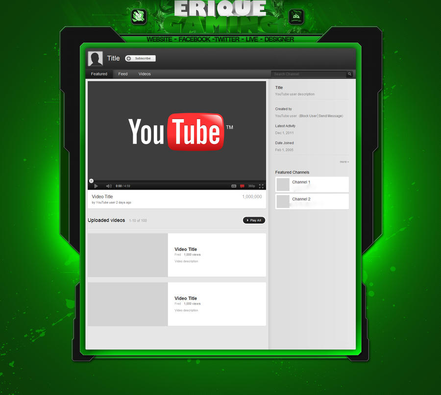 Youtube Background by EriqueShop on DeviantArt Youtube Background by EriqueShop on DeviantArt