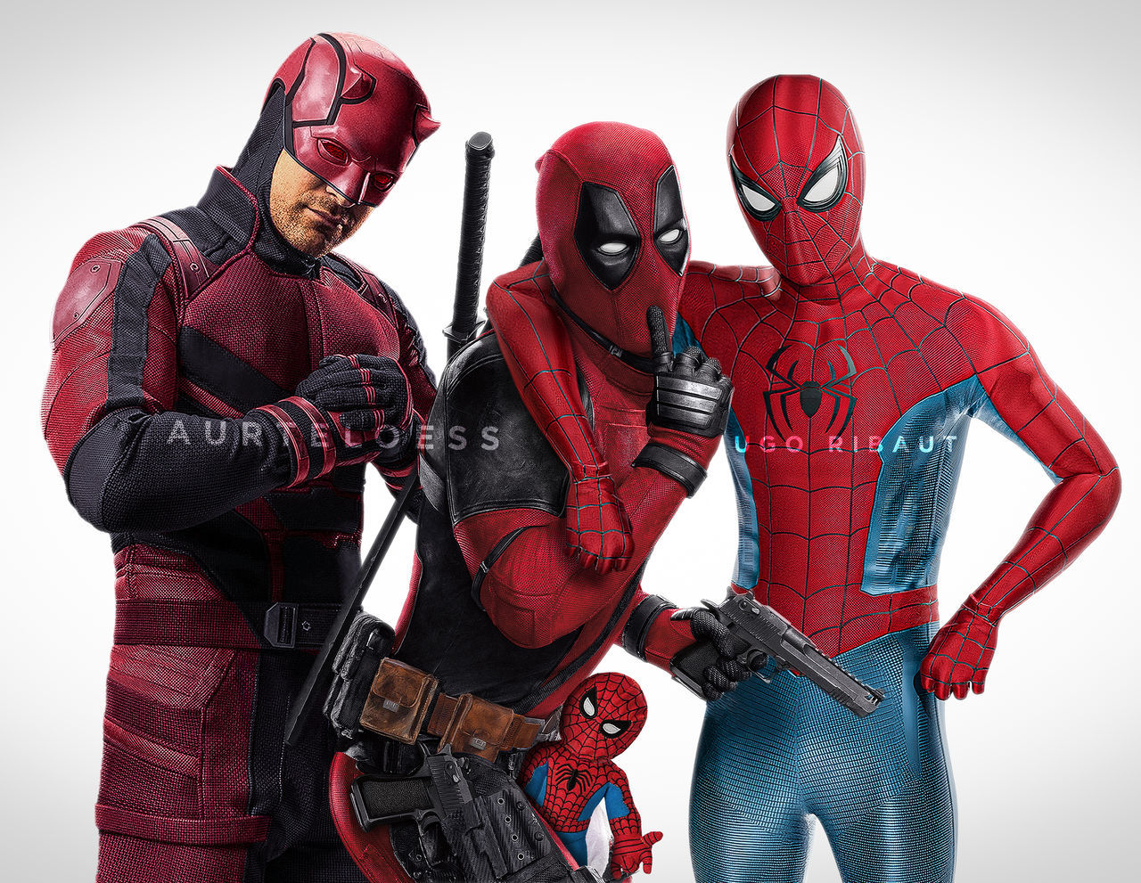 Deadpool Spider Man And Daredevil By Aurteloess On Deviantart