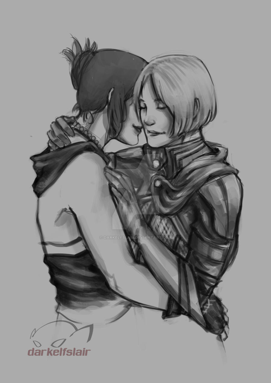 Morrigan X Leliana Sketch By Darkelfslair On Deviantart