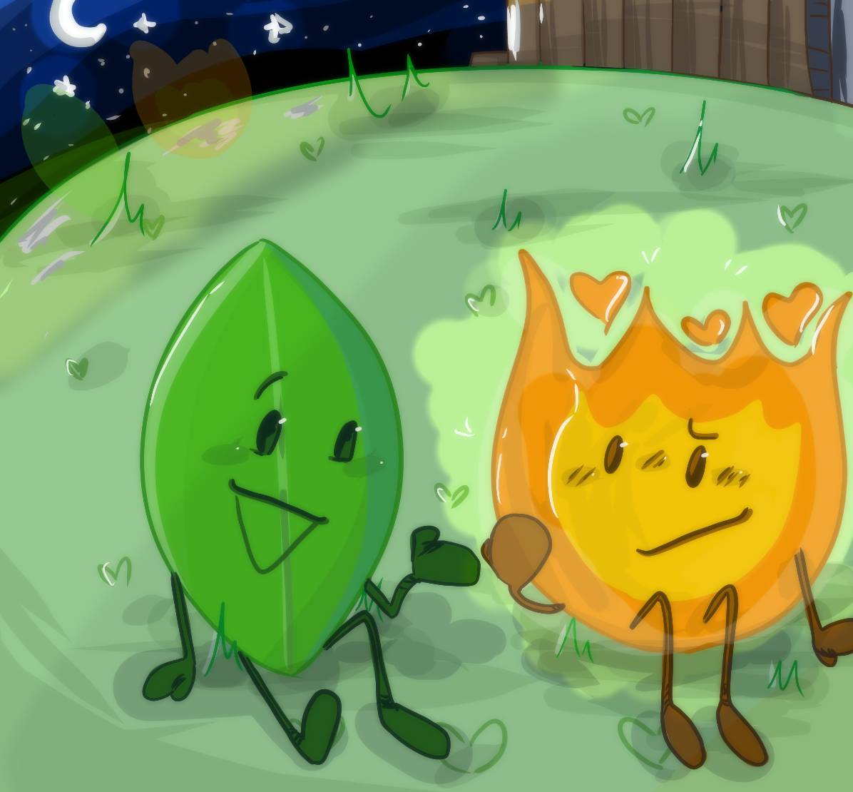 Fireafy Bfdi Firey X Leafy By Sobbingosc On Deviantart