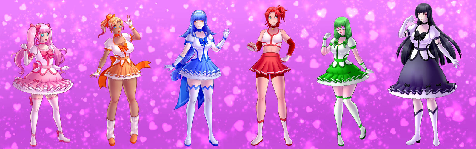 Mahou Shoujo Kaleidoscope Pink Team Lineup By Randomsparks On Deviantart