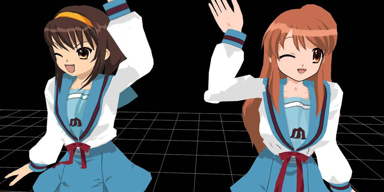 Haruhi Suzumiya And Mikuru Asahina Saying Hello By Pedroj234 On Deviantart