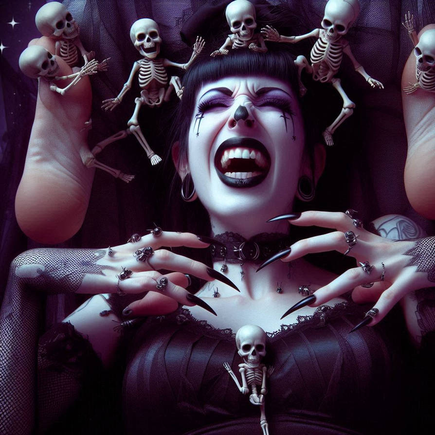 Ai Goth Girl Tickled By Too Many Tiny Skeletons By Giantesssubmitted On Deviantart