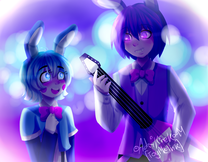 Bonnie And Toy Bonnie Fnaf Fanart Hype By Adrikoneko Mizuiro On
