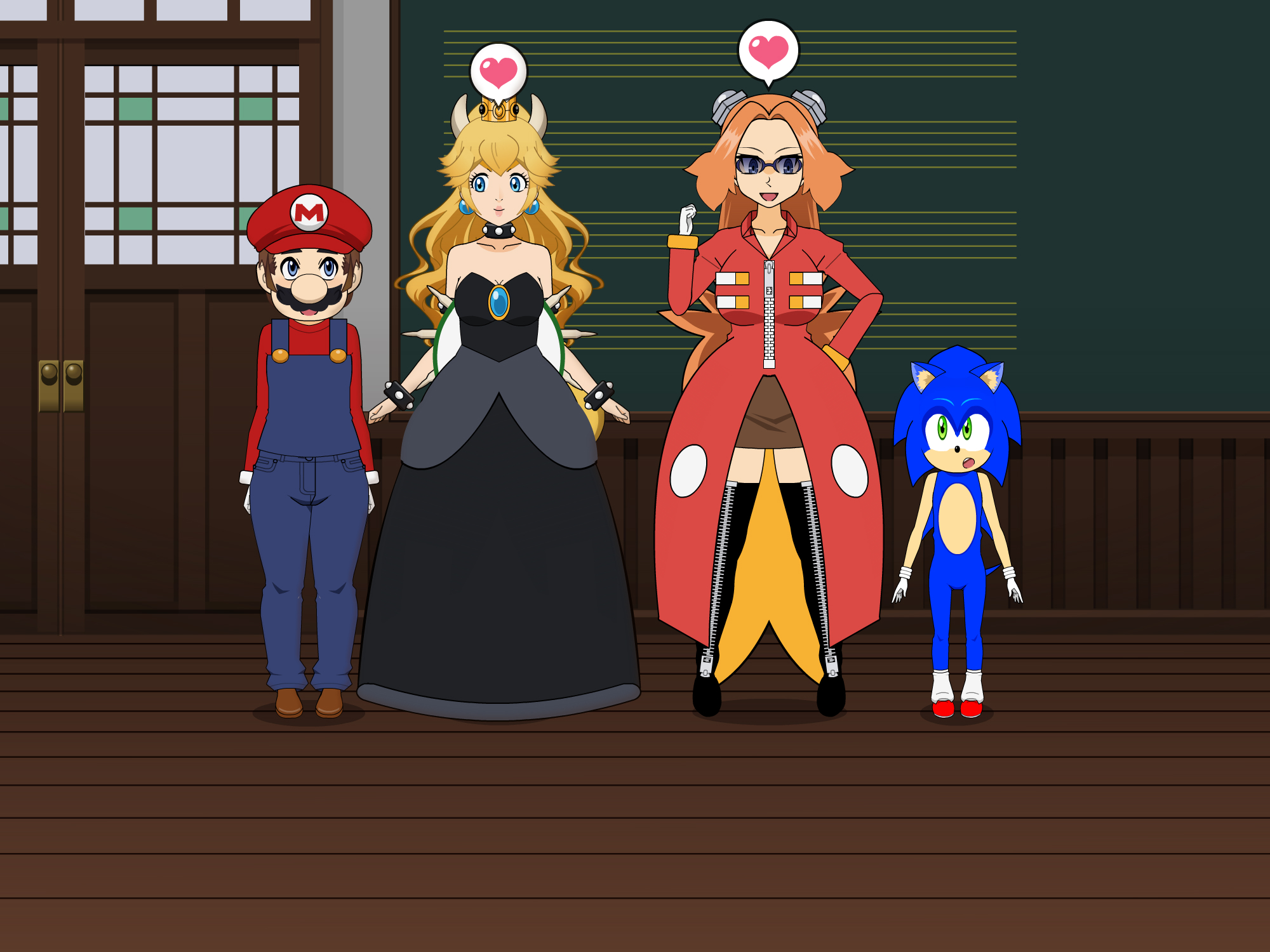 Mario And Sonic Vs Bowsette And Dr Eggmaam By Lisboa23 On Deviantart