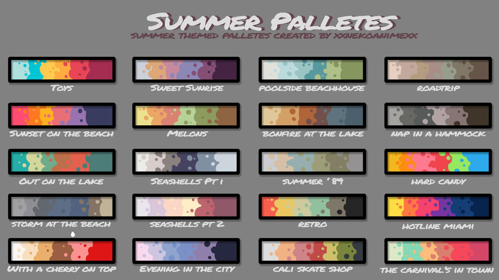 Free Summer Palettes By XXNekoanimeXx On DeviantArt free-summer-palettes-by-xxnekoanimexx-on-deviantart