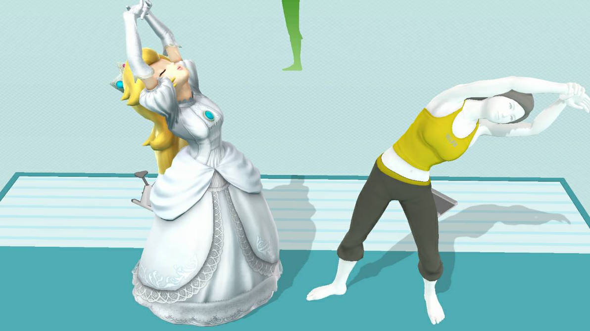 Princess Peach And Wii Fit Trainer Stretching By Asdh On Deviantart