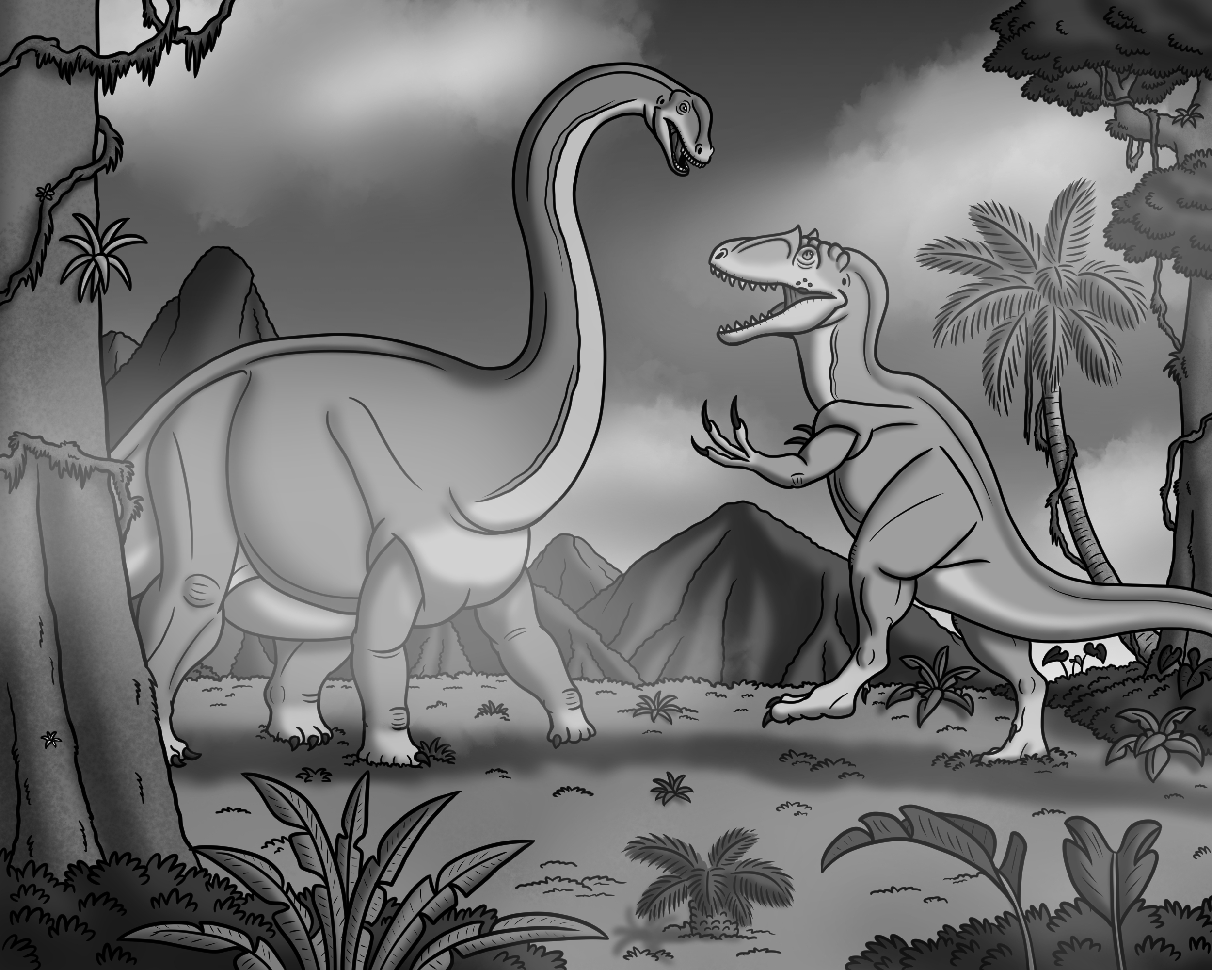 Allosaurus vs Brontosaurus ~ Lost World 1925 by MRWHITE81 on DeviantArt Allosaurus vs Brontosaurus ~ Lost World 1925 by MRWHITE81 on DeviantArt