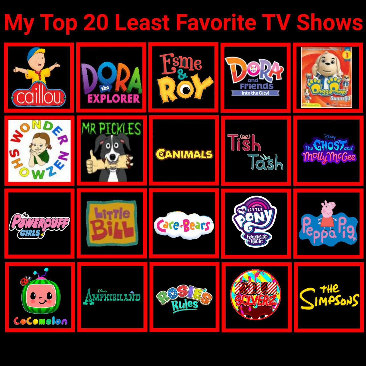 My Top 20 Least Favorite TV Shows by Fyims on DeviantArt My Top 20 Least Favorite TV Shows by Fyims on DeviantArt