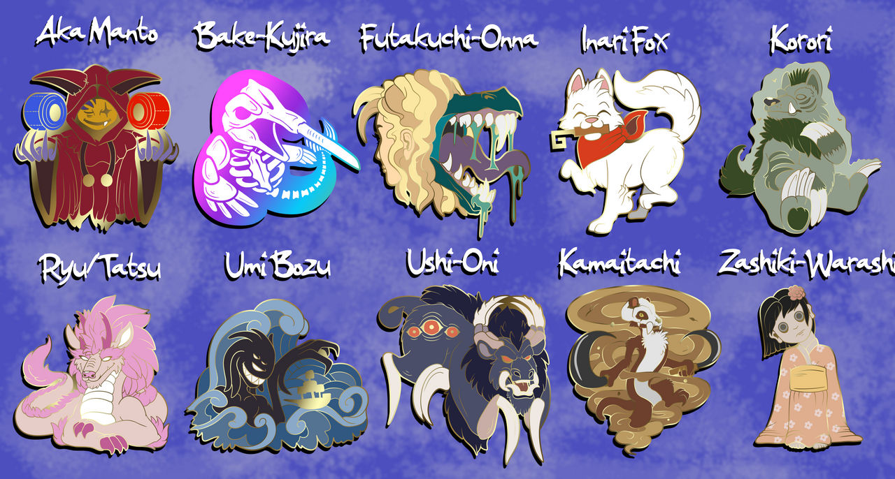 Yokai Enamel Pin Kickstarter Set 3 Reveal By Ohhseedee On Deviantart