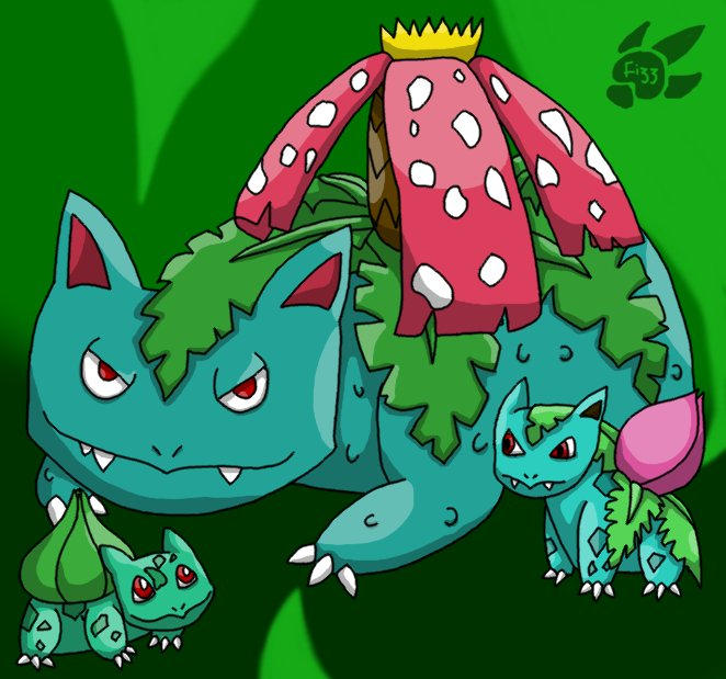 Kanto Grass Starters By Fizzing Dragon On Deviantart
