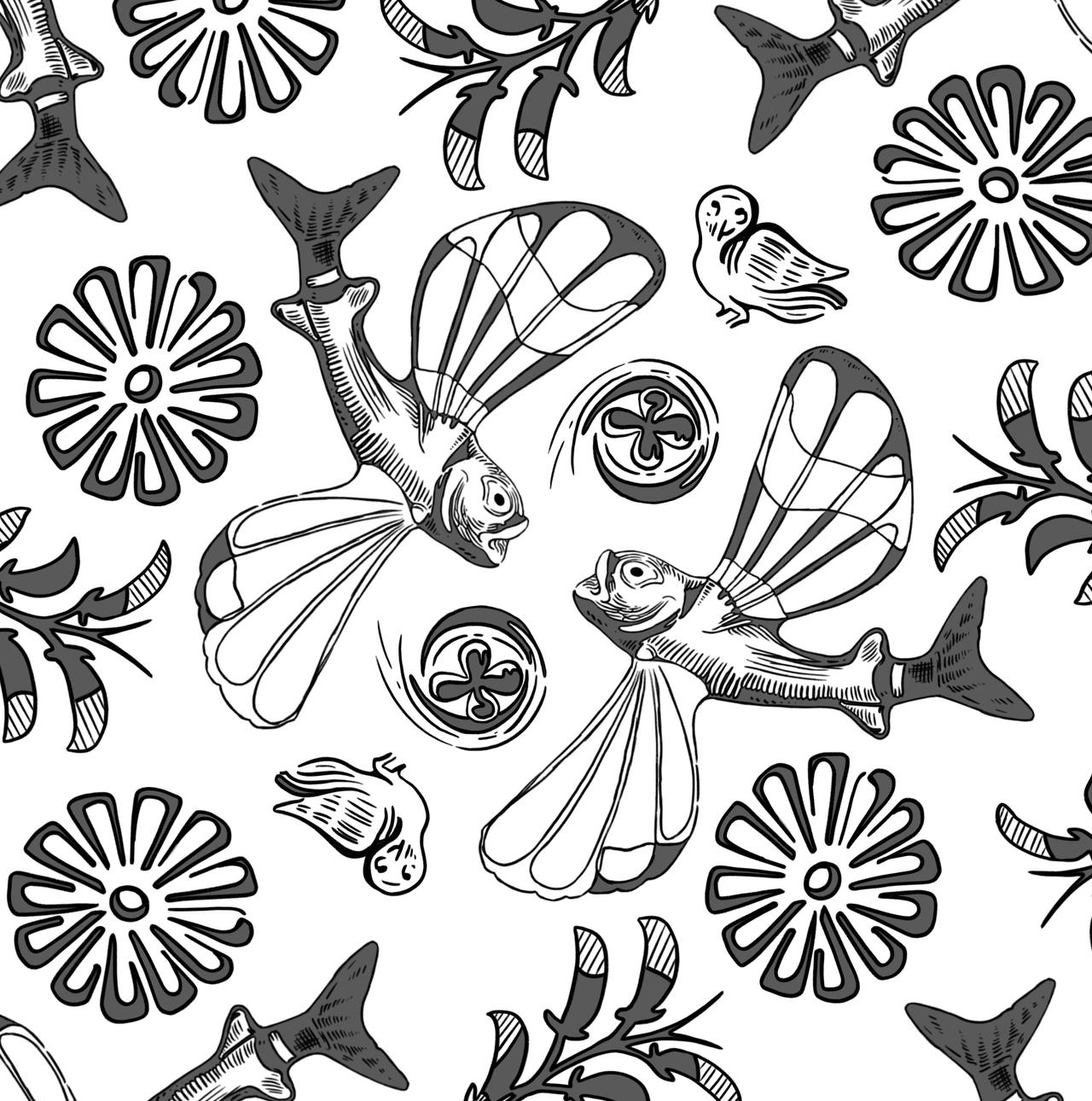 Flying Fish Pattern Design by NimlongArt on DeviantArt Flying Fish Pattern Design by NimlongArt on DeviantArt