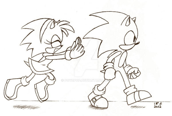 Sonic And Amy By Poyopop On Deviantart