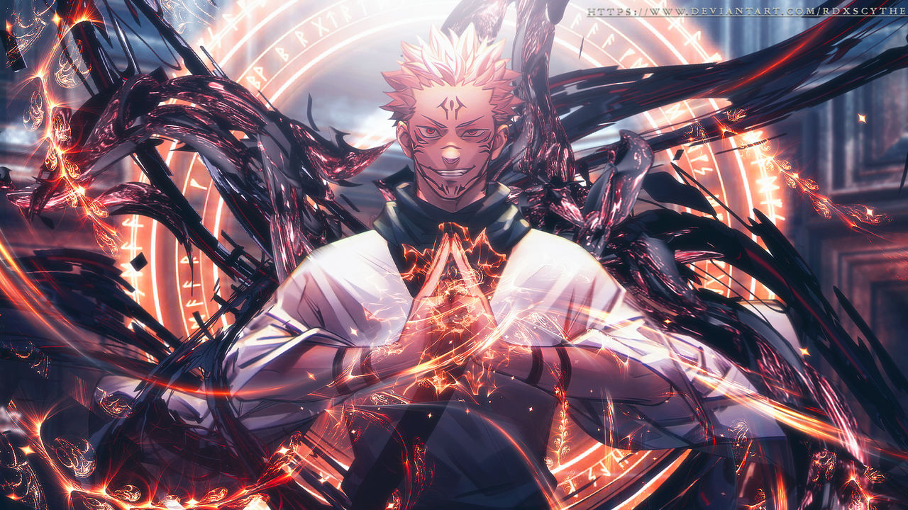 Ryomen Sukuna Seni Gambar Anime Sketsa
