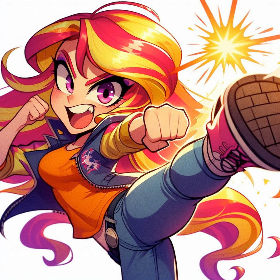 Sunset Shimmer Buck It Pow By Babroniedad On Deviantart