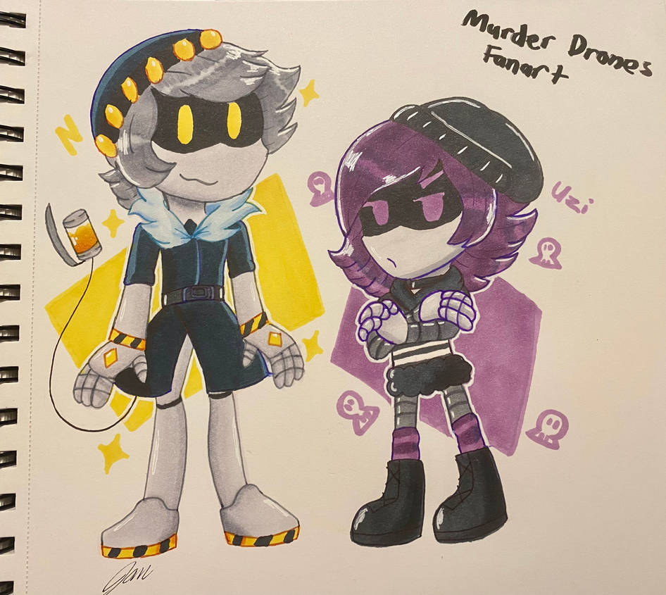 N And Uzi From Murder Drones By Imtailsthefoxfan On Deviantart
