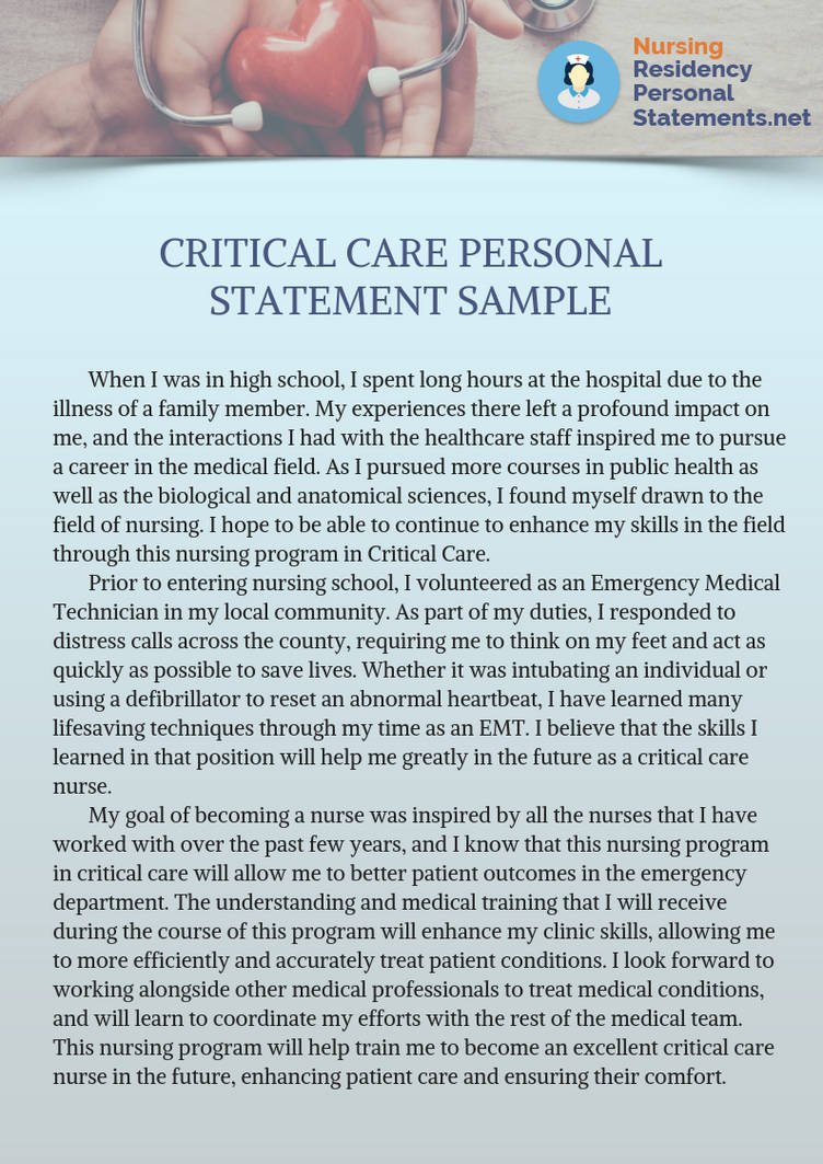 Critical Care Personal Statement Sample By ResidencyPersonalSam On critical-care-personal-statement-sample-by-residencypersonalsam-on