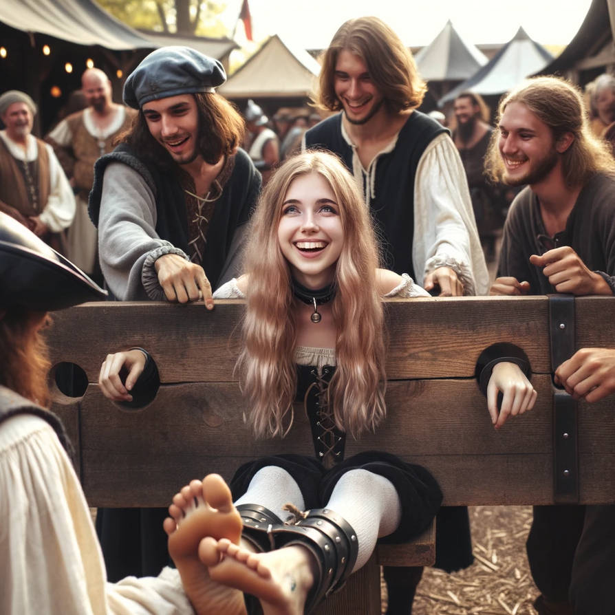 Blond Tied Up Girl In Stocks At Renfaire By Ticklingai On Deviantart