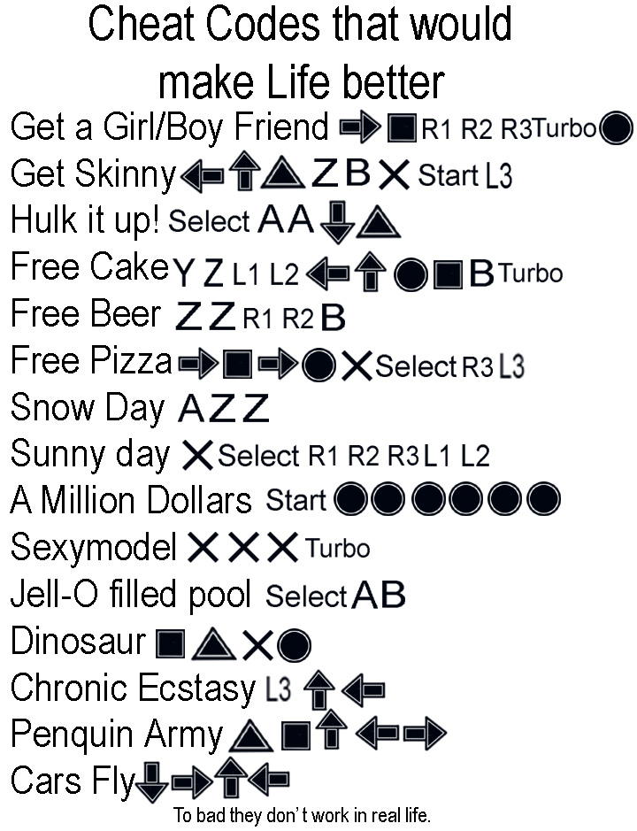 better life cheat codes by powerfoxslayer on DeviantArt