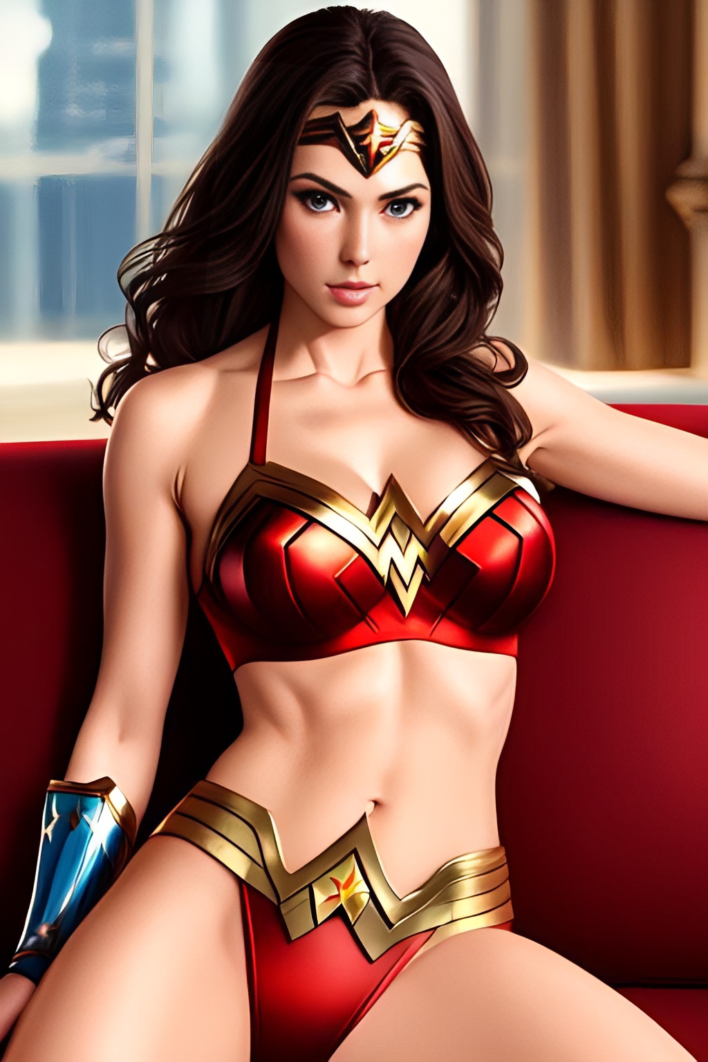 Wonder Woman Sitting On Sofa By Evandro Marques Am By Evandromarquesamv On Deviantart