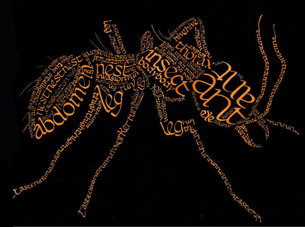 Calligram Honey Ant - Final by Inky-la-reve on DeviantArt