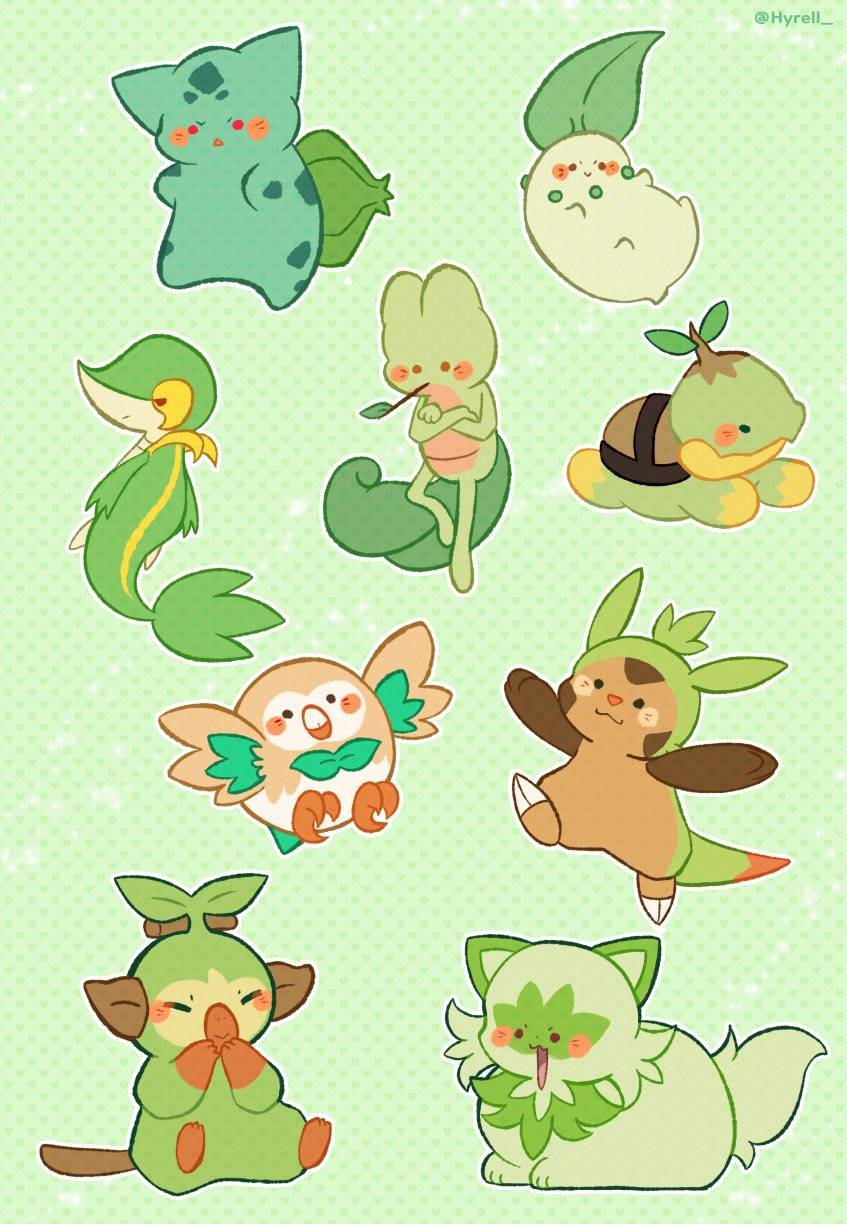 Grass Type Starter Pokemon By Hyrell On Deviantart