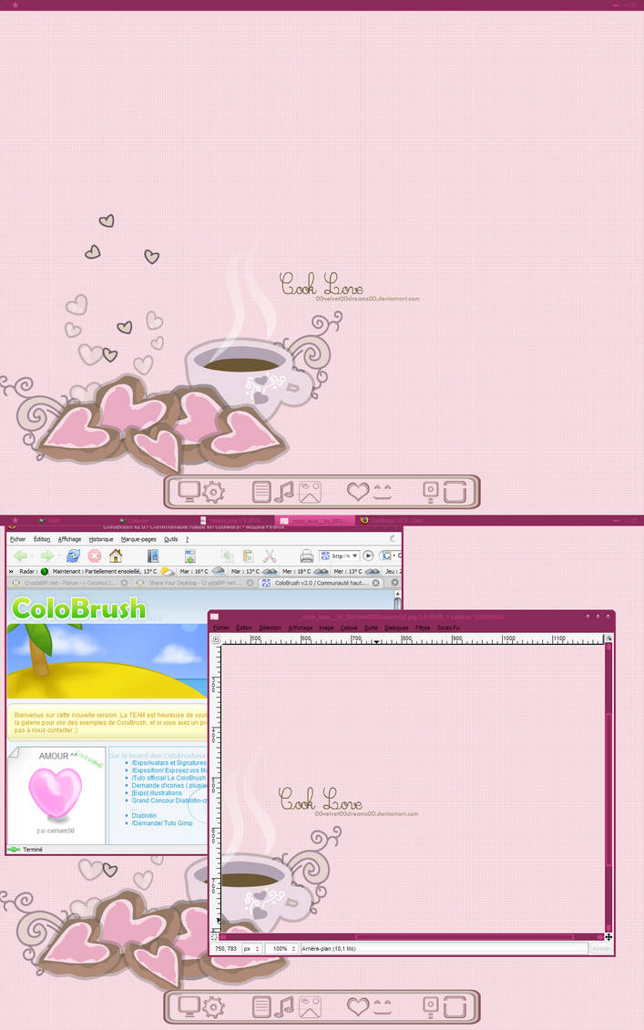 My desktop, pink version. by cerium50 on DeviantArt