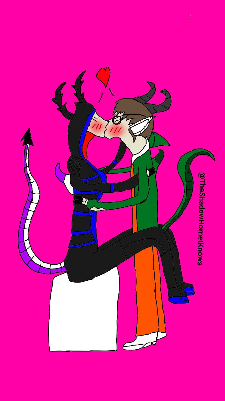 Judith Dragon X Alan Drake Kiss By Theshadowhornetknows On Deviantart