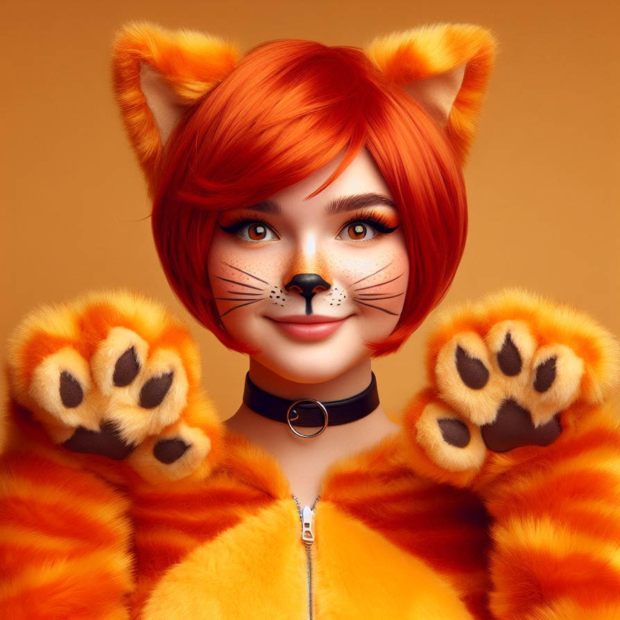 Cute Chubby Freckled Orange Ginger Tabby Catgirl By Mysticnitekatt On