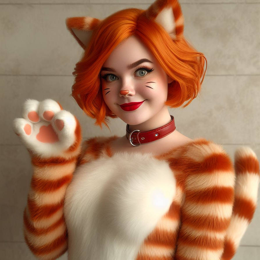 Cute Orange Ginger White Tabbycat Catgirl By Mysticnitekatt On Deviantart