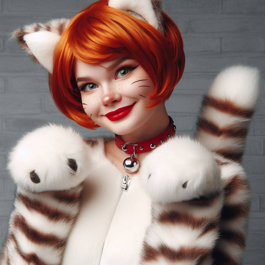 Cute Chubby Ginger Brown White Tabby Catgirl By Mysticnitekatt On