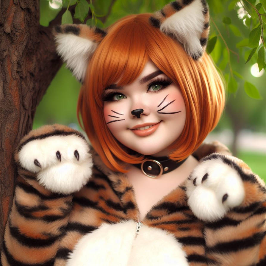 Cute Chubby Ginger Tiger Girl Catgirl Tigergirl By Mysticnitekatt On